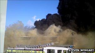 Firefighters tackle blaze at Haldanes in Buckie - BBC News