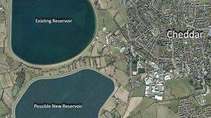Cheddar reservoir surveying work begins - BBC News