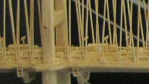 Goole man models Humber Bridge from 125,000 matchsticks - BBC News