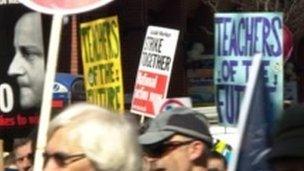 Teachers strike over protest pay stoppage - BBC News