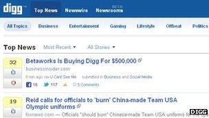 Digg to be merged with News.me daily briefing service - BBC News