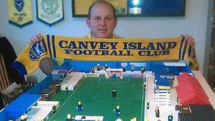 Fan builds Canvey Island FC stadium model out of Lego - BBC News