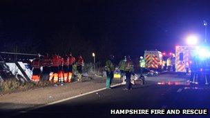 Coach crashes on M3 after driver 'loses consciousness' - BBC News