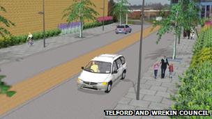 Telford 'box road' work starts in £11.8m revamp - BBC News