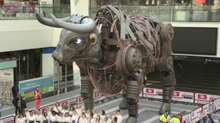 Commonwealth Games bull Ozzy unveiled at Birmingham New Street - BBC News