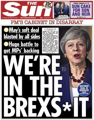Newspaper headlines focus on Theresa May's Brexit battle - BBC News