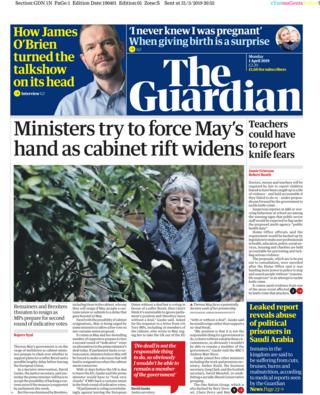 Newspaper headlines: Tory 'meltdown' and knife crime rethink - BBC News