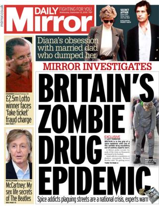 Newspaper headlines: 'Jobs risk' and 'Zombie drug epidemic' - BBC News