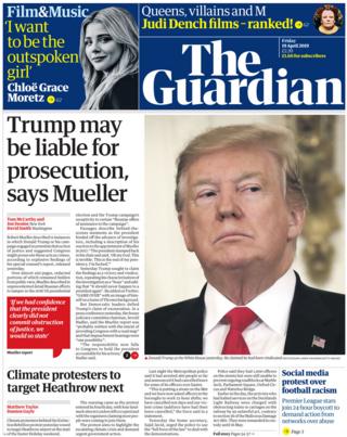 Newspaper headlines: Climate protests and Trump probe - BBC News