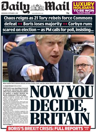 Newspaper headlines: 'Boris loses control' - BBC News