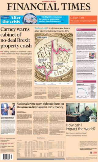 Newspaper headlines: Russia's 'insult' and Carney's warning - BBC News