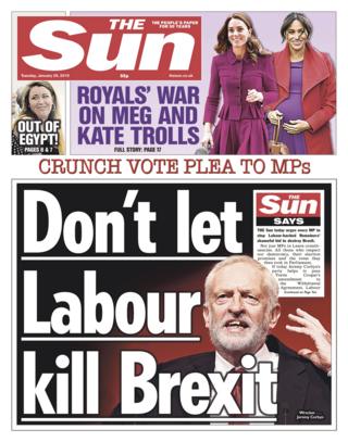 Newspaper headlines: May bids to woo Tories before Brexit debate - BBC News