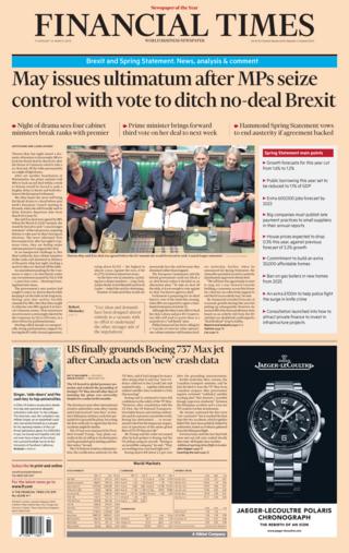 Newspaper headlines: A 'no-no' to no-deal and May's final warning - BBC ...