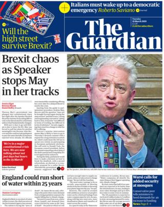 Newspaper headlines: John Bercow's accused of 'destroying Brexit' - BBC ...