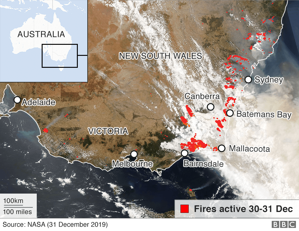 Australia fires: A visual guide to the bushfires and extreme heat - BBC ...