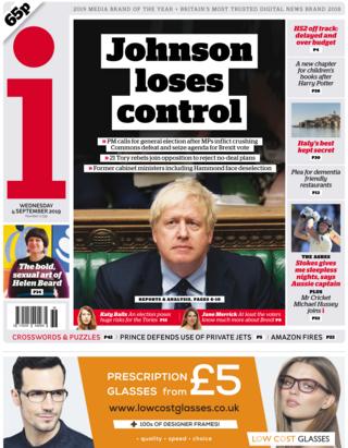 Newspaper headlines: 'Boris loses control' - BBC News