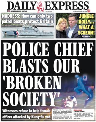Newspaper headlines: Police warning over 'violent thugs' - BBC News