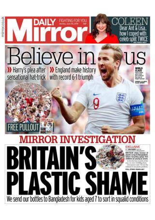 Newspaper headlines: England's dream win and Tory defence rows - BBC News