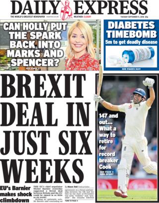 Newspaper headlines: EU optimism of Brexit deal 'in weeks' - BBC News