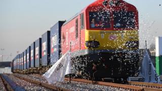 First rail freight service to China departs UK - BBC News