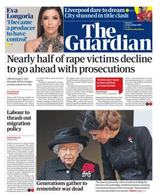 Newspaper headlines: 'Queen's tears' as UK marks Remembrance Sunday ...