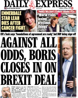 Newspaper headlines: Boris Johnson's Brexit deal balances 'on a knife ...
