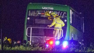 Thirteen people injured as bus leaves road on Isle of Wight - BBC News