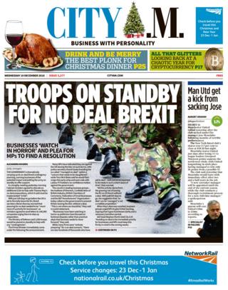 Newspaper headlines: Brexit 'war footing' and 'the sacked one' - BBC News