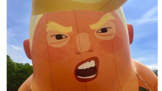 Thousands joined Trump protest as US leader played golf - BBC News