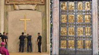 Pope Francis opens St Peter's Holy Door to launch jubilee - BBC News