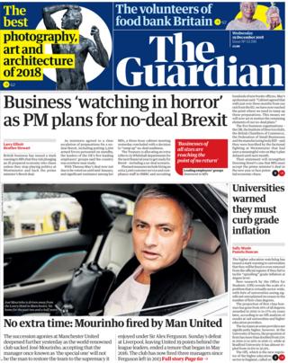 Newspaper headlines: Brexit 'war footing' and 'the sacked one' - BBC News