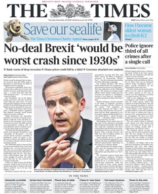 Newspaper headlines: Brexit economy warnings dominate - BBC News