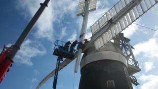 Bardwell windmill back in operation after 25 years - BBC News