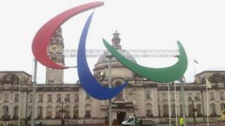 Giant Paralympic symbol the Agitos unveiled in Cardiff - BBC News