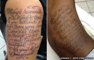 The rise of the text tattoo - BBC News