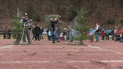 Tree throwing championship - BBC Newsround