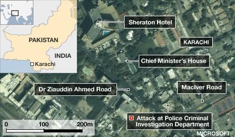 Karachi CID building hit by bomb and gun attack - BBC News