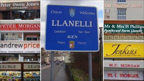 Llanelli named 'most Welsh town' for surnames - BBC News