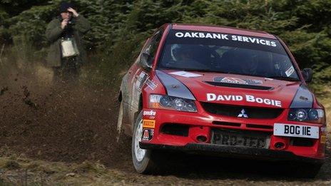 David Bogie celebrates British Rally Championship win - BBC News
