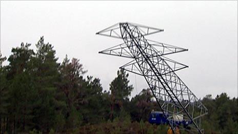 Biggest section of new Beauly-Denny line made live - BBC News