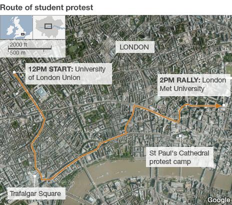 Thousands march in student protest over university fees - BBC News