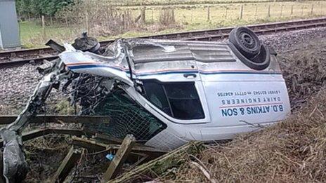 Powys level crossing crash: Man arrested - BBC News