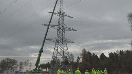 Biggest section of new Beauly-Denny line made live - BBC News