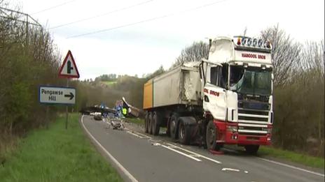 Fatal lorry crash A40 near Whitland reopened - BBC News
