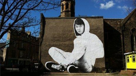 Huge Joe Caslin artwork of teenage hoody appears in Edinburgh street ...