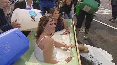 Milk protest at opening of Inverness Asda - BBC News