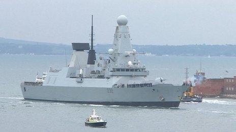 HMS Daring back in Portsmouth after maiden deployment - BBC News