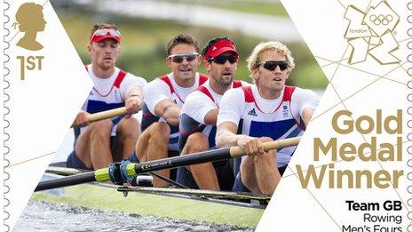 Rower Tom James's gold post box and stamp honour - BBC News