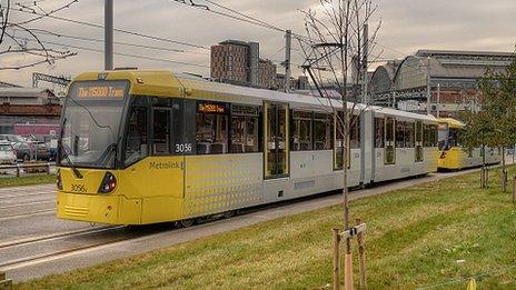 Manchester Airport Metrolink tram line completed early - BBC News