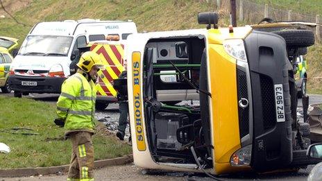 Special school bus overturns in Downpatrick - BBC News